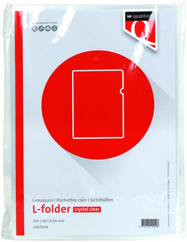 Insteekmap L-model Quantore A4 PP 0.14mm glad 25 stuks bij Bruinsma