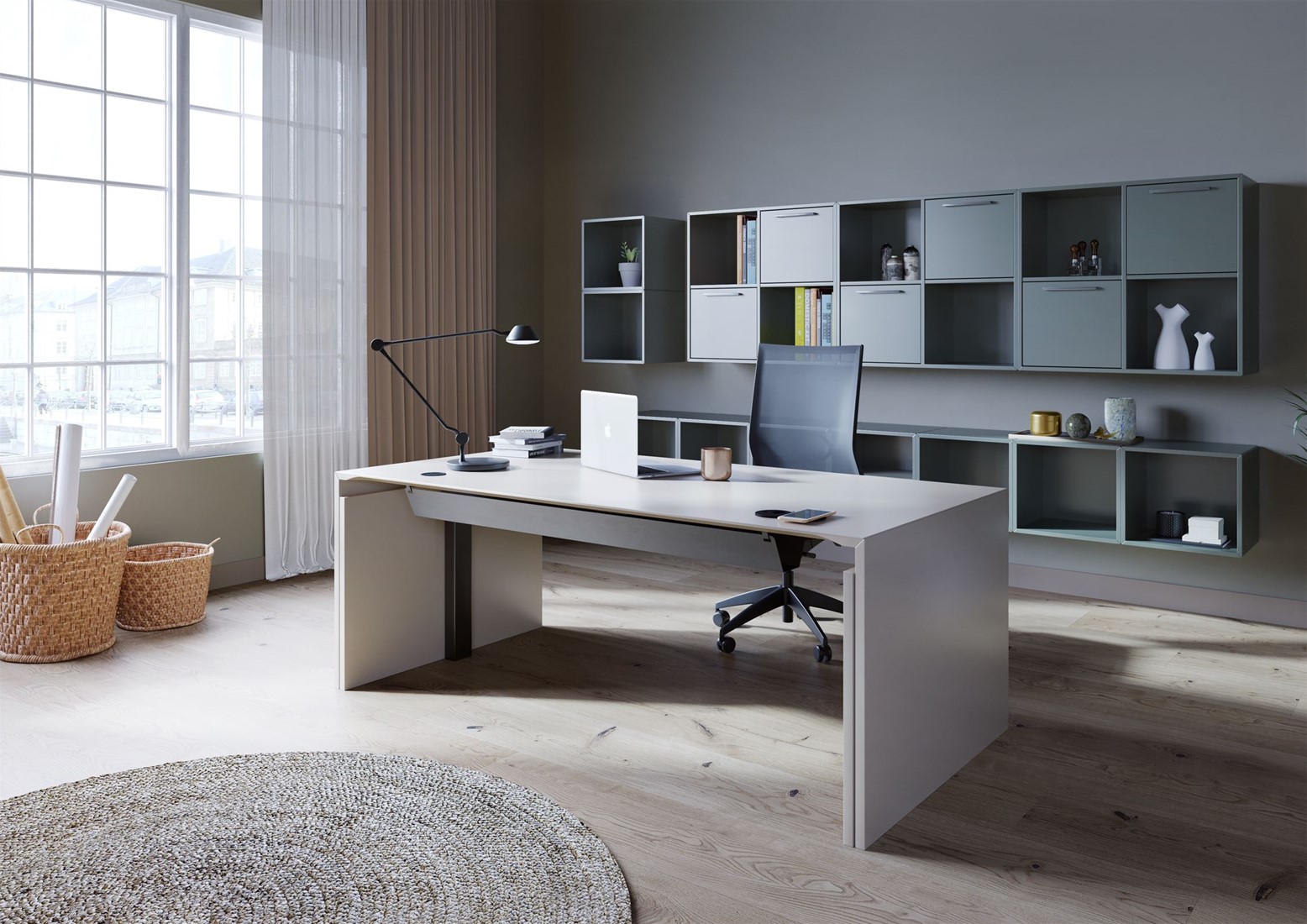 Dencon Panel zit-sta bureau - 160 x 90 cm - CL - Conifer linoleum - Wit ...