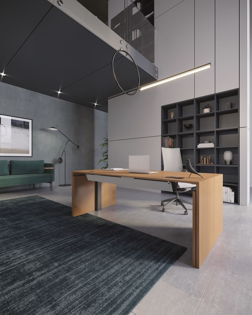 Dencon Panel zit-sta bureau - 160 x 80 cm - LH - Light grey HPL - Zwart ...